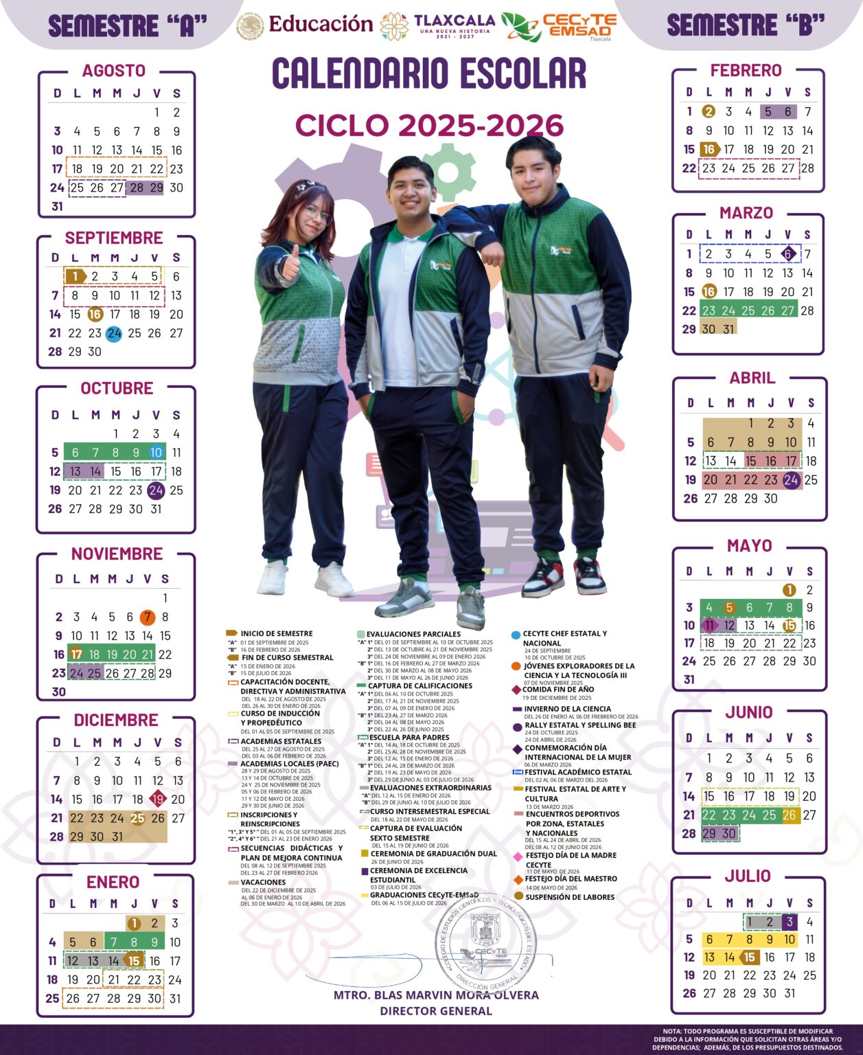 Calendario Escolar 2025 2026 Cecyte Emsad